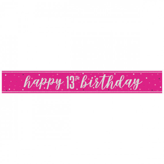 Pink Happy 13th Birthday Banner